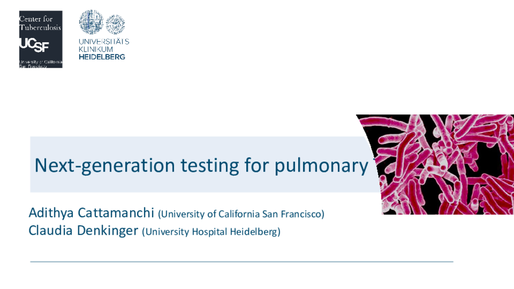 Advanced TB Topics: Next-Generation Diagnostics | Curry International ... Advanced TB Topics: Next-Generation Diagnostics | Curry International ...